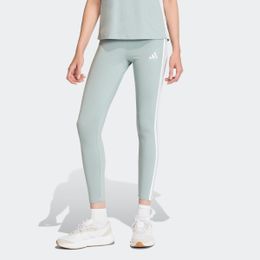 Damen Trainingstights "ESSENTIALS 3-STREIFEN COTTON LEGGINGS"wonder sage, wei&szlig;, normal, gr., Gr. S, adidas Sportswear, Obermaterial: 90% Baumwolle,