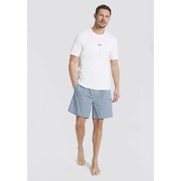 Shorty BOSS, Herren, Gr. L, blau, Jersey, Obermaterial: 57% Viskose, 40% Baumwolle, 3% Elasthan, normal, Rundhals, Homewear-Sets Shorty