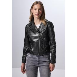 Damen Bikerjacke, schwarz, Gr. 44, STREET ONE STUDIO, unifarben, Stoff, Obermaterial: 100% Polyester. Futter: 100% Polyester, Jacken, mit Reverskragen