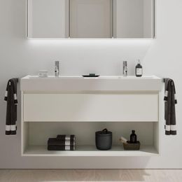 Burgbad Devio Schrank mit Mineralguss-Doppelwaschtisch, 1 Auszug, SHKJ121F7214C0001,