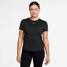 T-Shirt Nike "W NK ONE CLASSIC DF SS TOP", Damen, Gr. L, schwarz, wei&szlig;, Jersey, Obermaterial: 89% Polyester, 11% Elasthan, normal, Rundhals, Shirts T-Shirt, sportlich, Kurzarm, f&uuml;r Fitness und Freizeit, Rundhalsausschnitt