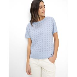 Kurzarmshirt Brax "Style CAELEN S", Damen, Gr. 38, blau (dunkelblau), 100% Baumwolle, Rundhals, Shirts