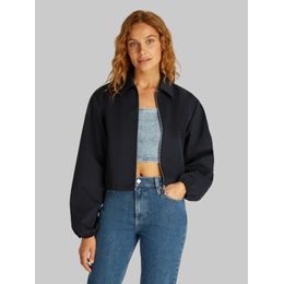 Kurzjacke Calvin Klein Jeans "TECH ZIP THROUGH SHORT JACKET", Damen, Gr. XL (42), schwarz, Web, Obermaterial: 78% Polyamid, 22% Elasthan, unifarben, normal kurz, elastischer Bund, Jacken Kurzjacke, im schlichten Design