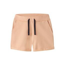 Sweatshorts name it "NKFVOLTA SWE SHORTS UNB", M&auml;dchen, Gr. 134, N-Gr, peach fuzz, angeraute Sweatware, Obermaterial: 95% Baumwolle, 5% Elasthan, unifarben, regular fit kurz, Hosen Sweatshorts, Baumwollmischung, Regular Fit