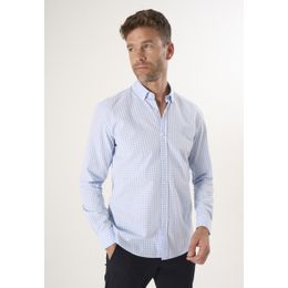 Karohemd FELIX HARDY "Kariertes Langarmhemd", Herren, Gr. M, Normalgr&ouml;&szlig;en, blau, 100% Baumwolle, Hemden Karohemd
