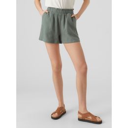 V&eacute;ro Moda Shorts VERO MODA "VMNATALI HW SHORTS NOOS", Damen, Gr. XS (34), N-Gr, laurel wreath, Web, Obermaterial: 100% Baumwolle, unifarben, relaxed fit kurz, Hosen Shorts