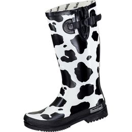 Gummistiefel Bockstiegel "Kuh", Damen, Gr. 42, schwarz (schwarz, wei&szlig;), Obermaterial: 100% Naturkautschuk NaRubber., Schuhe Gummistiefel