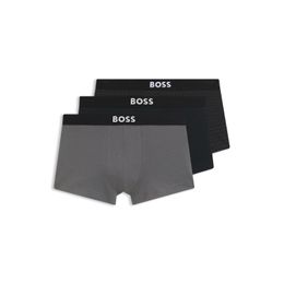 Trunk BOSS "Trunk 3P BOSS ONE", Herren, Gr. S, 3 Stk., open grau 070, Jersey, Obermaterial: 95% Baumwolle, 5% Elasthan, eng, Unterhosen, mittlere Bundh&ouml;he, 1x gemustert, 2x unifarben