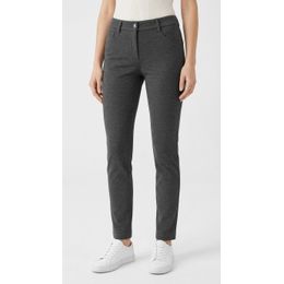 Stoffhose MAC "SLIM", Damen, Gr. 46, L&auml;nge 30, silber shadow melange, Jersey, Obermaterial: 63% Viskose, 33% Polyamid, 4% Elasthan, meliert, slim fit kn&ouml;chellang, Hosen Stoffhose, Sommerhose im Five-Pocket Style