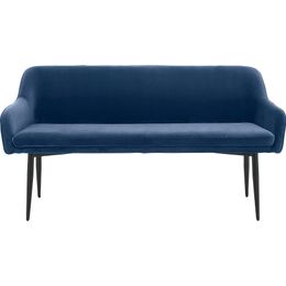 Sitzbank Salesfever "Komfortable Sitzbank", blau (blau, schwarz, schwarz), B:160cm H:85cm T:61cm, Metall, Polyester, Sitzb&auml;nke, Sitzbank, mit Armlehnen und R&uuml;ckensteppung
