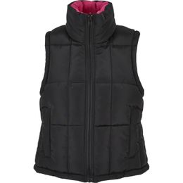 Steppweste Urban Classics "Urban Classics Damen Ladies Reversible Cropped Puffer Vest", Damen, Gr. S, schwarz, fuchsia, 100% Polyester, Westen Steppweste
