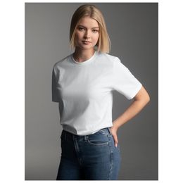 T-Shirt TRIGEMA "TRIGEMA T-Shirt DELUXE Baumwolle", Damen, Gr. L, wei&szlig;, Single Jersey, 100% Baumwolle, Basic, lang, Rundhals, Shirts T-Shirt
