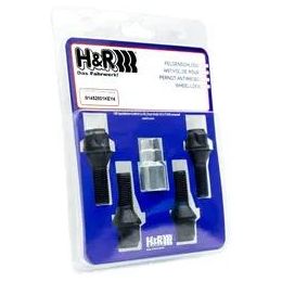 H&R Radbolzen Felgenschloss-Set M14 x 1,5 28 mm schwarz/black B1452801KEY4 Radschraube schwarz