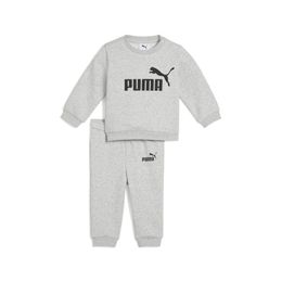 Trainingsanzug Puma "MINICATS ESS CREW SET FL INF", Jungen, Gr. 68, grau (light gray heather), Fleece, Obermaterial: 68% Baumwolle, 32% Polyester, unifarben, regular fit, Sportanz&uuml;ge Trainingsanzug, mit Kapuze, aus kuscheligem Fleecestoff, mit gerippten B&uuml;ndchen