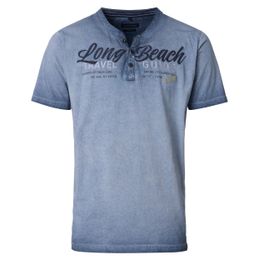 Henleyshirt Casamoda "Casamoda Henley uni", Herren, Gr. XL, blau, 100% Baumwolle, Shirts