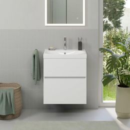 evineo ineo5 evo Unterschrank B: 59 cm, 2 Ausz&uuml;ge, mit Griffmulde, f&uuml;r Geberit iCon, Acanto & Xeno&sup2; Waschtisch,, BE0975WH,