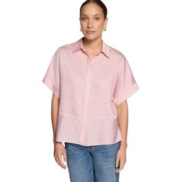 Hemdbluse Zero "Damen mit Streifen", Damen, Gr. 44, ros&eacute;, cream, Obermaterial: 86% Viskose, 14% Polyester, l&auml;ssig geschnitten normal, Blusen Hemdbluse