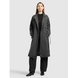 Trenchcoat Khujo "HERA", Damen, Gr. S, dunkelgrau, Web, 100% Baumwolle, regular fit, eingesetzt abgesteppte Kante verstellbar, M&auml;ntel