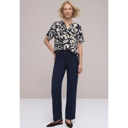 Hemdbluse Street One, Damen, Gr. 44, shadowed navy, Stoff, 100% Viskose, gebl&uuml;mt, normal normal, Rundhals, B&uuml;ndchen, Blusen Hemdbluse, mit Blumenmuster