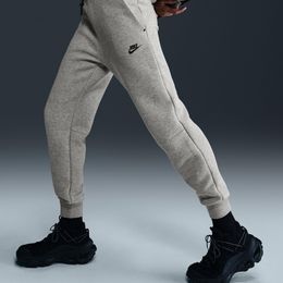 Sporthose Nike Sportswear "W NSW TCH FLC MR JGGER 2", Damen, Gr. L, N-Gr, dk grau heat, Obermaterial: 53% Baumwolle, 47% Polyester, Hosen Sporthose, schnell trocknendes Material, atmungsaktiv, mit Kordelverschluss