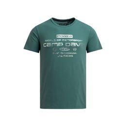 CAMP DAVID T-Shirt Rundhals mit Metallic Folienprint Herren Gr&ouml;&szlig;e 4XL petrol