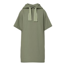 Sweatkleid Pieces "PCCHILLI SUMMER 2/4 DRESS SWT NOOS UB BC", Damen, Gr. S, N-Gr, deep lichen gr&uuml;n detail:wide lurex, Obermaterial: 50% Baumwolle, 50% Polyester, unifarben, bequem, ohne Ausschnitt, Kleider Sweatkleid, mit Kapuze und kontrastfarbenem Kordelzug