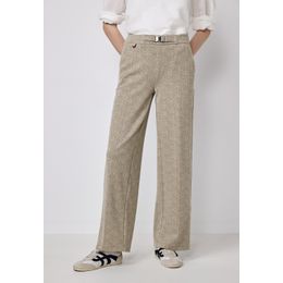 Damen Stoffhose, beige, Gr. 42, STREET ONE STUDIO, meliert, Stoff, 70% Polyester, 25% Viskose, 5% Elasthan, Hosen, High Waist