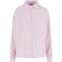 Klassische Bluse Urban Classics "Urban Classics Ladies Oversized Musselin Blouse", Damen, Gr. 4XL, blushedrose, 100% Baumwolle, Blusen