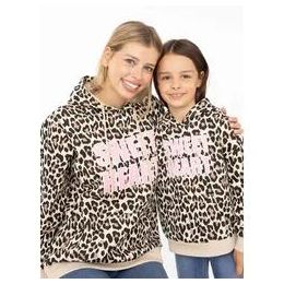 Hoodie Zwillingsherz "Sweet Heart Leo", Damen, Gr. L/XL, beige, Sweatware, Obermaterial: 80% Polyester, 20% Baumwolle, Sweatshirts Hoodie, Mini-Me Leo,mit kontrastierendem Schriftzug