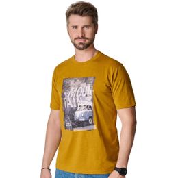 T-Shirt Casamoda "Casamoda T-Shirt uni", Herren, Gr. M, gelb (senfgelb), 100% Baumwolle, Shirts T-Shirt