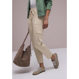Cargohose Street One, Damen, Gr. 40, L&auml;nge 28, smoke beige, Stoff, 82% Polyester, 18% Elasthan, unifarben, comfort fit kn&ouml;chelfrei, Hosen Cargohose, im Cargo-Style