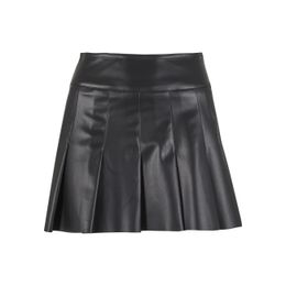 Sommerrock Urban Classics "Urban Classics Ladies Synthetic Leather Pleated Skirt", Damen, Gr. L, schwarz, 100% Kunststoff, unifarben, slim fit, R&ouml;cke