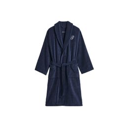 Bademantel Gant "Bademantel EMBROIDERY ROBE 1er Pack" Gr. L, blau (dunkelblau), L, Obermaterial: 100% Baumwolle CO., Hausm&auml;ntel, Bademantel