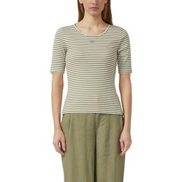 s.Oliver Damen Rundhalsshirtsummer khaki stripe, Gr. 44, gestreift, Jersey, Obermaterial: 95% Baumwolle, 5% Elasthan, Shirts, Sommershirt mit feinen