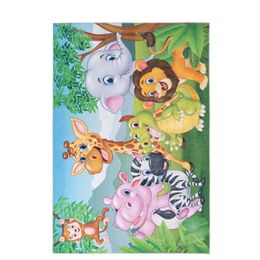 Kinderteppich Kayoom "Sympathy Kids 249", multi, B:80cm H:5mm L:120cm, Polyester, Teppiche, Kinderteppich, Kurzflor, Modernes Muster, Fu&szlig;bodenheizungsgeeignet, Zebra, Dschungel