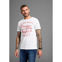 AJC Herren T-Shirt, wei&szlig;, Gr. XL, bedruckt, unifarben, Jersey, Obermaterial: 100% Baumwolle, Shirts, Kurzarm, schmale Passform, im Vintage-Design