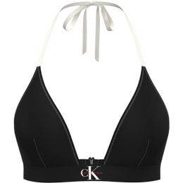 Triangel-Bikini-Top, Damen, Gr. L (40), N-Gr, schwarz, Jersey, Elasthan, Calvin Klein Swimwear, unifarben, Bikini-Oberteile, K&ouml;rpernahe Passform mit Band zum Binden