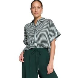 Hemdbluse Zero "Damen mit Streifen", Damen, Gr. 40, gr&uuml;n, cream, Obermaterial: 86% Viskose, 14% Polyester, l&auml;ssig geschnitten normal, Blusen Hemdbluse