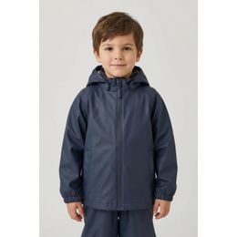 Wheat Jungen Regenjacke "Rainwear Charlie", blau, Gr. 122, unifarben, Web, Obermaterial: 100% Polyester, Jacken, wasserdicht, mit Reflektoren und mit