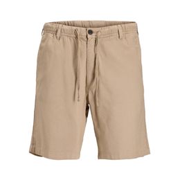 Jack & Jones PlusSize Jogger Pants "JPSTJAIDEN HYBRID BONDI JOG SHORT PLS", Damen, Gr. 46 (6XL), N-Gr, crockery, angeraute Sweatware, Obermaterial: 80% Baumwolle, 20% Leinen, JACK & JONES PLUSSIZE, unifarben, relaxed fit knielang, Hosen