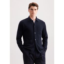Strickjacke Seidensticker "Schwarze Rose", Herren, Gr. L, navy, 100% Wolle, regular fit, Strickjacken Strickjacke, 1/1 Kragen