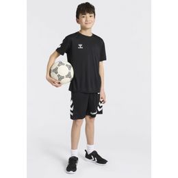 T-Shirt & Shorts Hummel "HMLLOGO SET KIDS", M&auml;dchen, Gr. 128, schwarz, Jersey, Obermaterial: 100% Polyester, KOB Set-Artikel, mit elastischem Bund, aus Polyester, pflegeleicht, sportlicher Stil