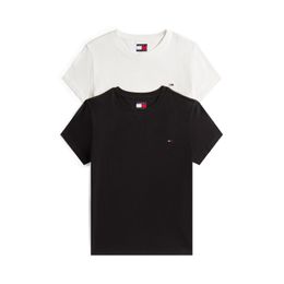 Tommy Jeans Damen T-Shirt "TJW 2PACK C-NECK TEE", beige, Gr. S, unifarben, Single Jersey, Obermaterial: 100% Baumwolle, Shirts, mit Logo-Stickerei