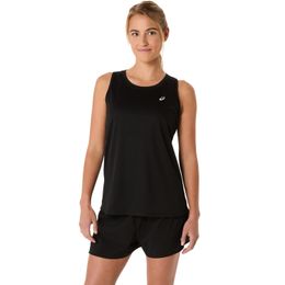 Lauftop asics "asics CORE TANK", Damen, Gr. L, schwarz (performance schwarz), Obermaterial: 100% Polyester, Rundhals, Tops, f&uuml;r Sportmode, f&uuml;r Fr&uuml;hling und Herbst, mit flachen N&auml;hten