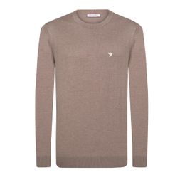 Rundhalspullover FELIX HARDY "Pullover mit Rundhalsausschnitt", Herren, Gr. L, braun, 100% Baumwolle, Pullover Rundhalspullover