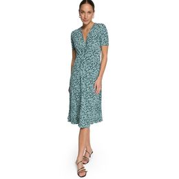 Jerseykleid Zero "Damen mit Print.", Damen, Gr. 38, Normalgr&ouml;&szlig;en, dunkelgr&uuml;n, blau, Jersey, Obermaterial: 95% Viskose, 5% Elasthan, A-Linie kurz, V-Ausschnitt, Kleider Jerseykleid, Material.