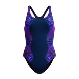 Badeanzug Speedo "ENG PRINT MEDALIST", Damen, Gr. 38, N-Gr, nvy, Obermaterial: 100% Polyester, Badeanz&uuml;ge Badeanzug