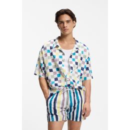 Badehose HUGO UNDERWEAR "DINO", Herren, Gr. XL (54), N-Gr, bunt (open gr&uuml;n 392), Microfaser, Polyester, gestreift, Badehosen Badehose, mit Label-Detail, Streifen-Dessin