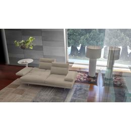 3-Sitzer Calia italia "Toby Wing, 208 cm breit, Designsofa mit hohem Sitzkomfort", beige (fango bull), B:208cm H:90cm T:113cm, Leder BULL (100% Leder), Sofas, inklusive Sitztiefenverstellung, F&uuml;&szlig;e in Chrom gl&auml;nzend
