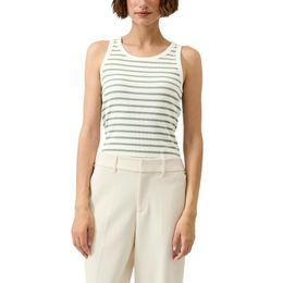 Tanktop s.Oliver, Damen, Gr. 42, khaki stripe, Rippware, Obermaterial: 95% Baumwolle, 5% Elasthan, gestreift, slim fit normal, Rundhals, Tops Tanktop, mit Streifen Muster